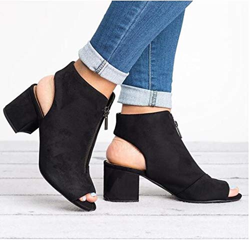 Sandalen Damen Blockabsatz Stiefel Peep Toe Keilabsatz Stiefeletten